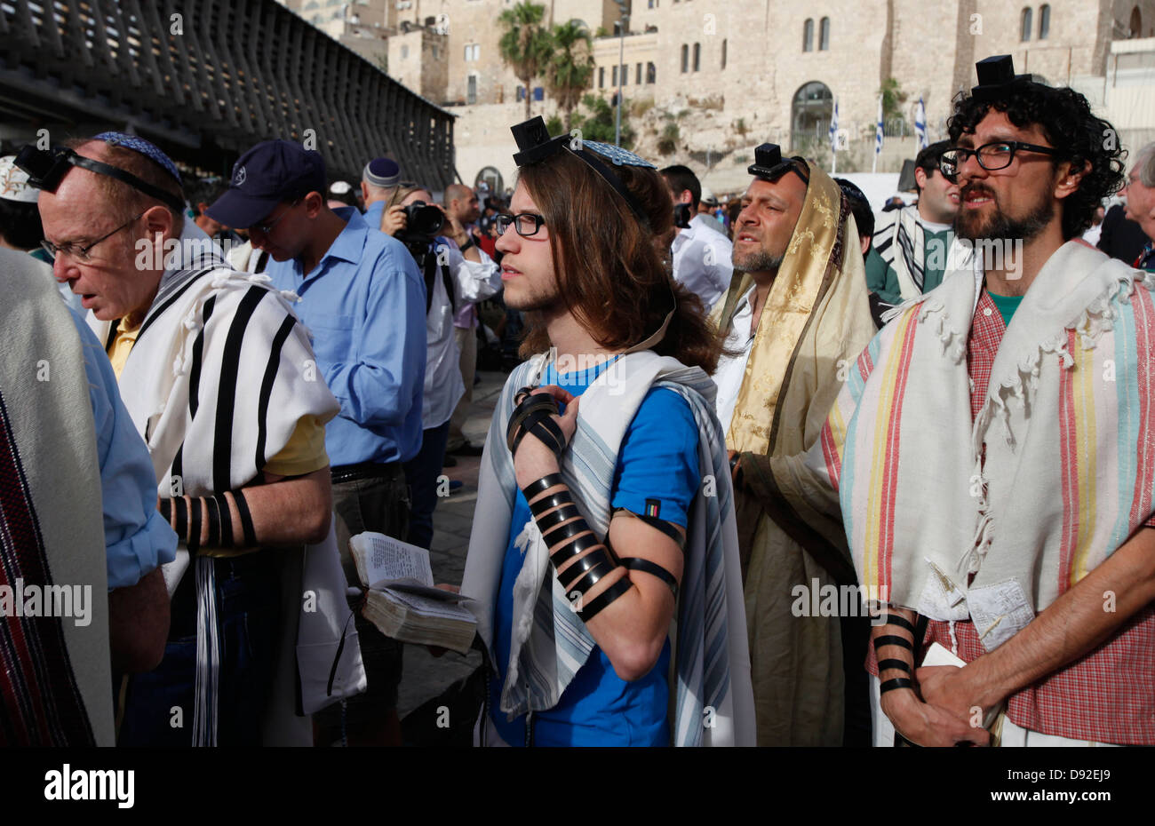 Members of the religious Reform Judaism praying in the Western Wall in ...