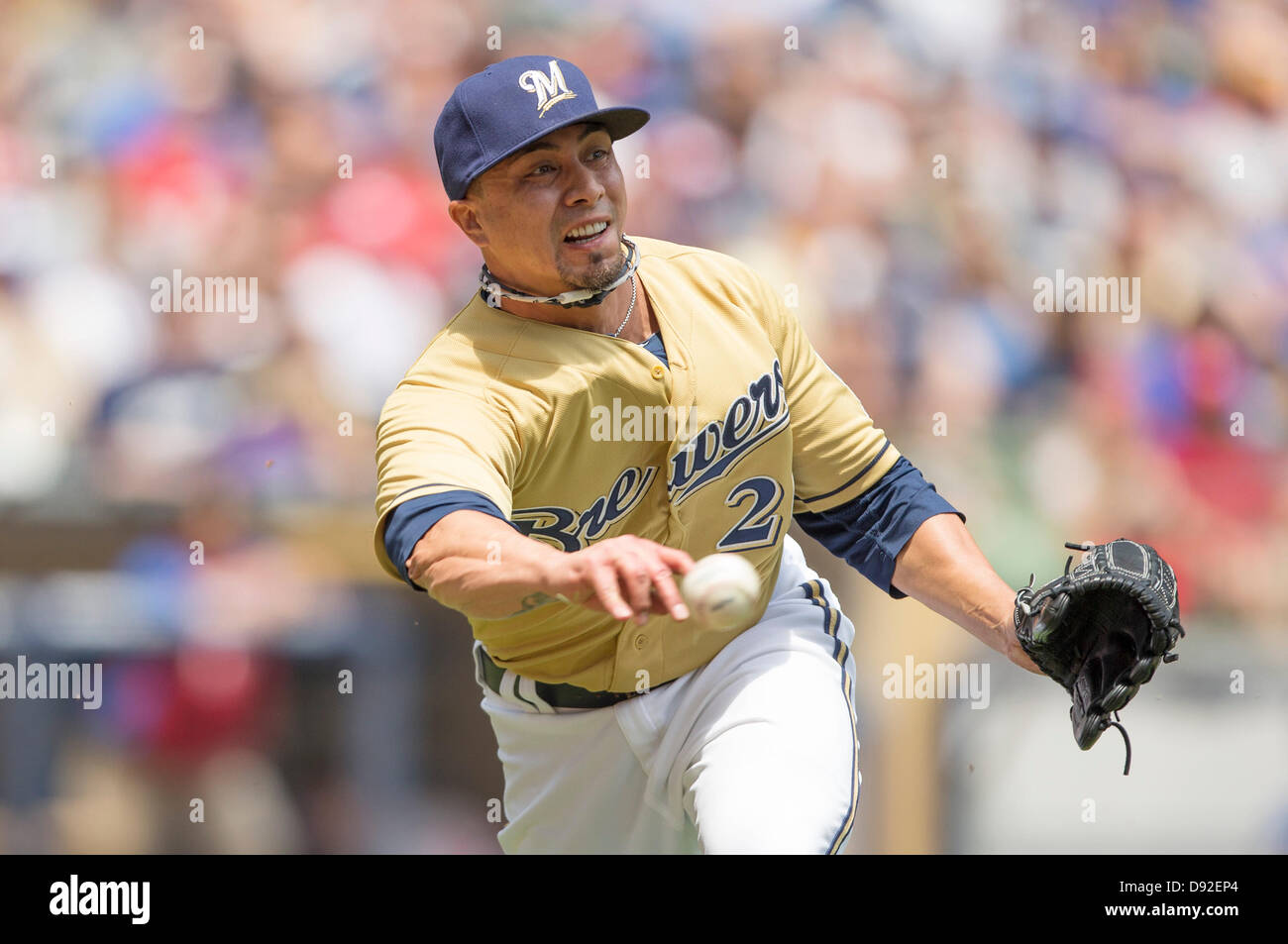 Milwaukee, Wisconsin, USA. 9th June, 2013. Milwaukee starting pitcher ...