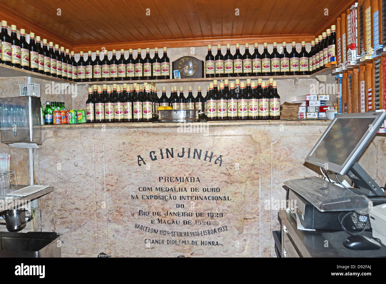 A Ginjinha typical bar with cherry liquor Lisbon Portugal Stock Photo ...