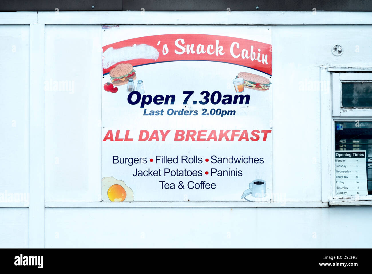 Sign on the side of a roadside fast food takeaway diner Stock Photo - Alamy