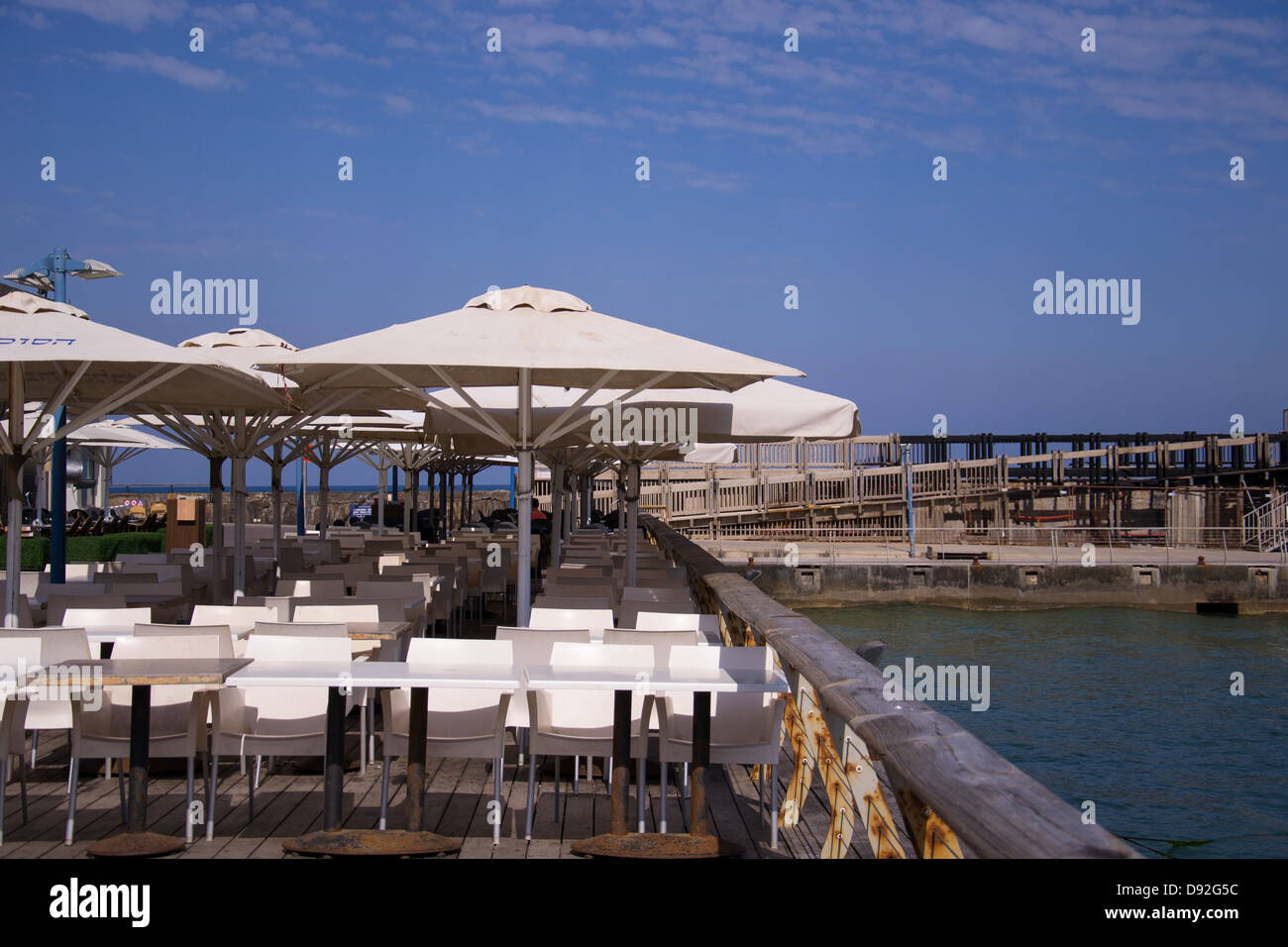 Cafe on sea coast Stock Photo - Alamy