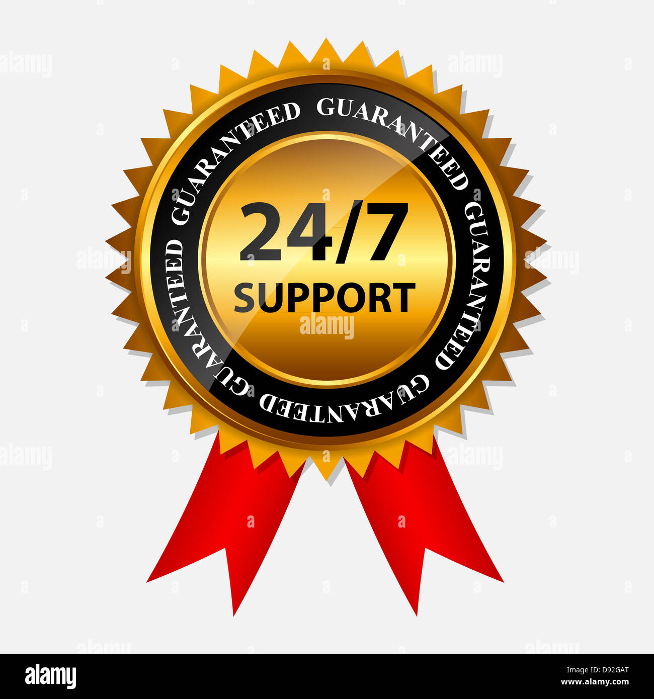 Vector 24/7 SUPPORT gold sign, label template Stock Photo - Alamy