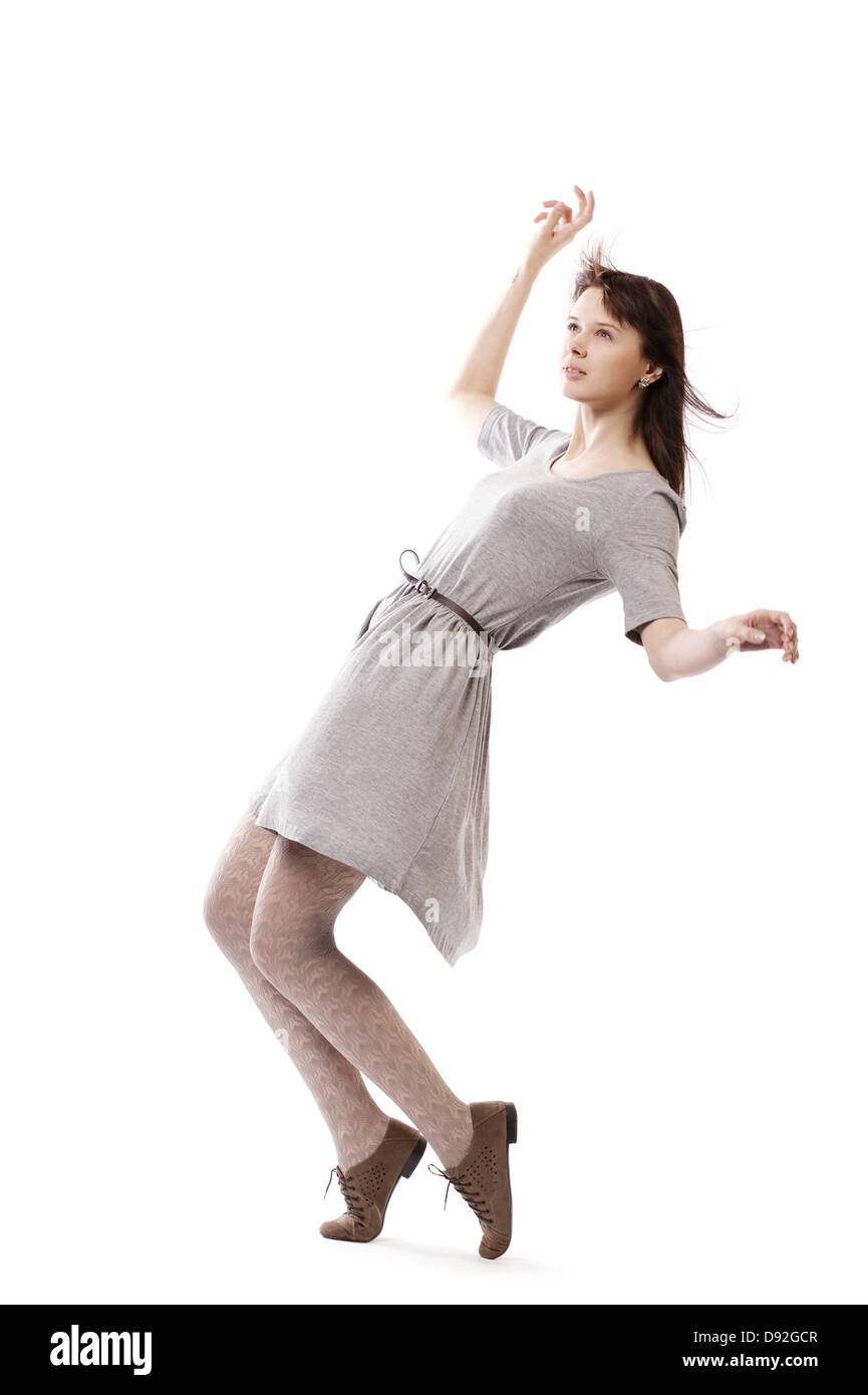 beautiful girl in motion isolated on white backround Stock Photo - Alamy