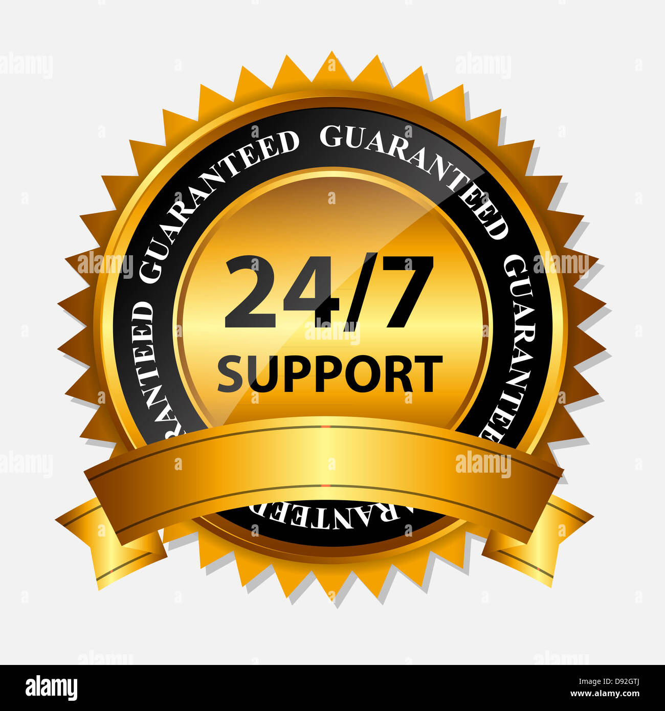 Vector 24/7 SUPPORT gold sign, label template Stock Photo - Alamy
