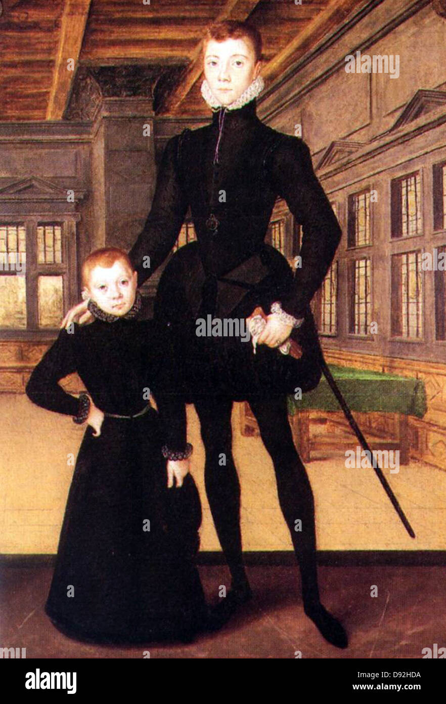 Henry Stuart, Lord Darnley aged 17 with brother Lord Charles Stuart age ...