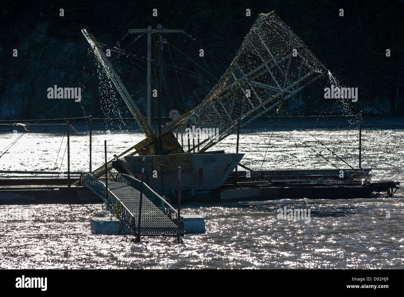 Subsistence fisherman use fish wheels on Copper River which runs from ...