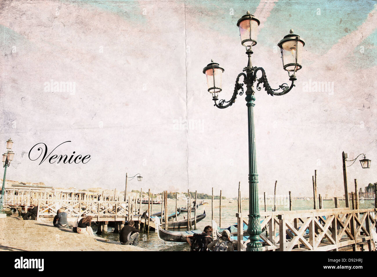 Venice, artwork in retro style Stock Photo - Alamy