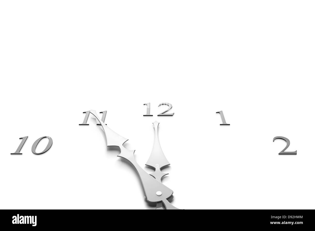 Clock showing almost noon or midnight - 3d render Stock Photo - Alamy
