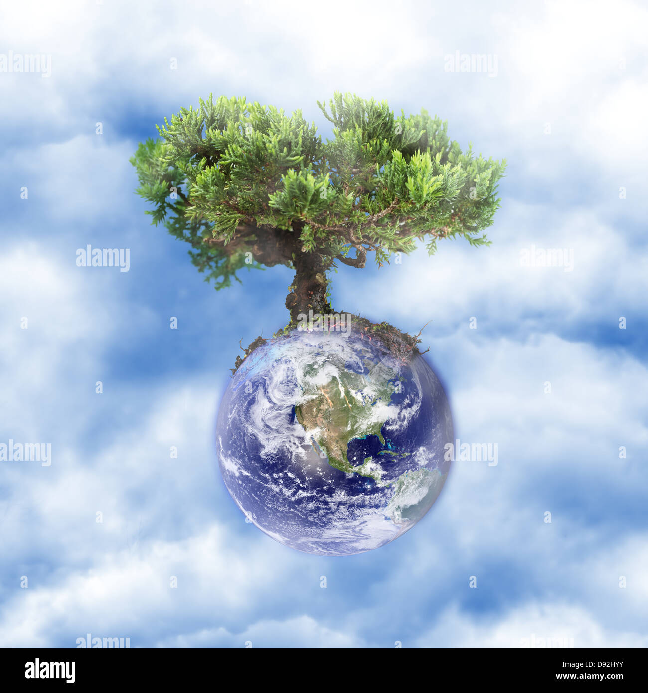 Earth tree in the clouds Stock Photo - Alamy
