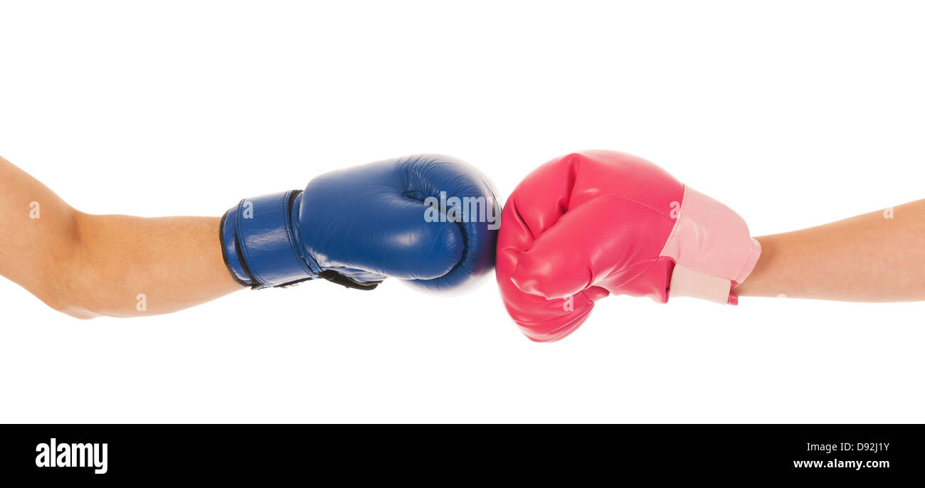 Boxing couple isolated over white background Stock Photo - Alamy