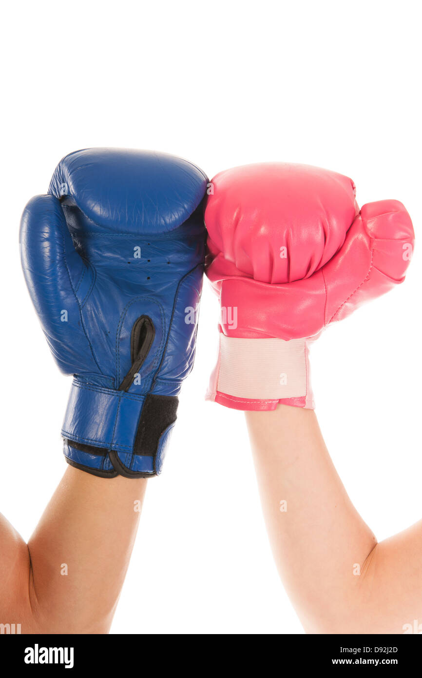 Boxing couple is strong together isolated over white background Stock ...