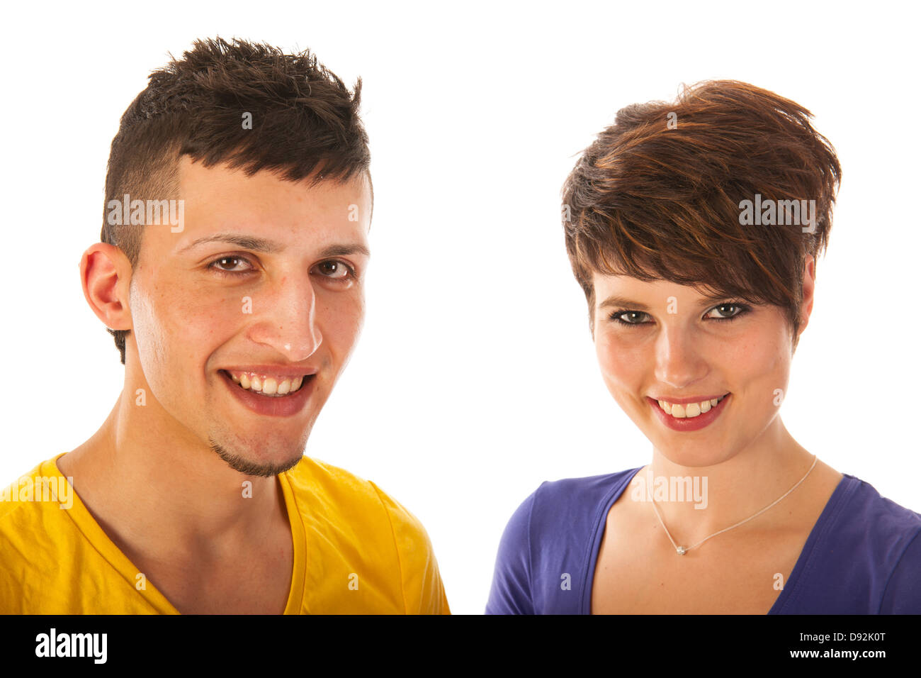 Young multi cultural couple isolated over white background Stock Photo ...