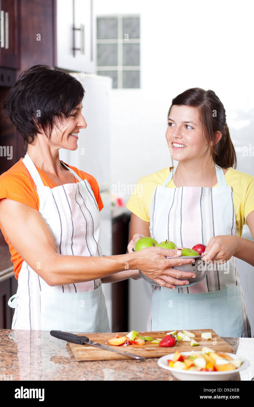 teen girl helping mother in home kitchen Stock Photo - Alamy