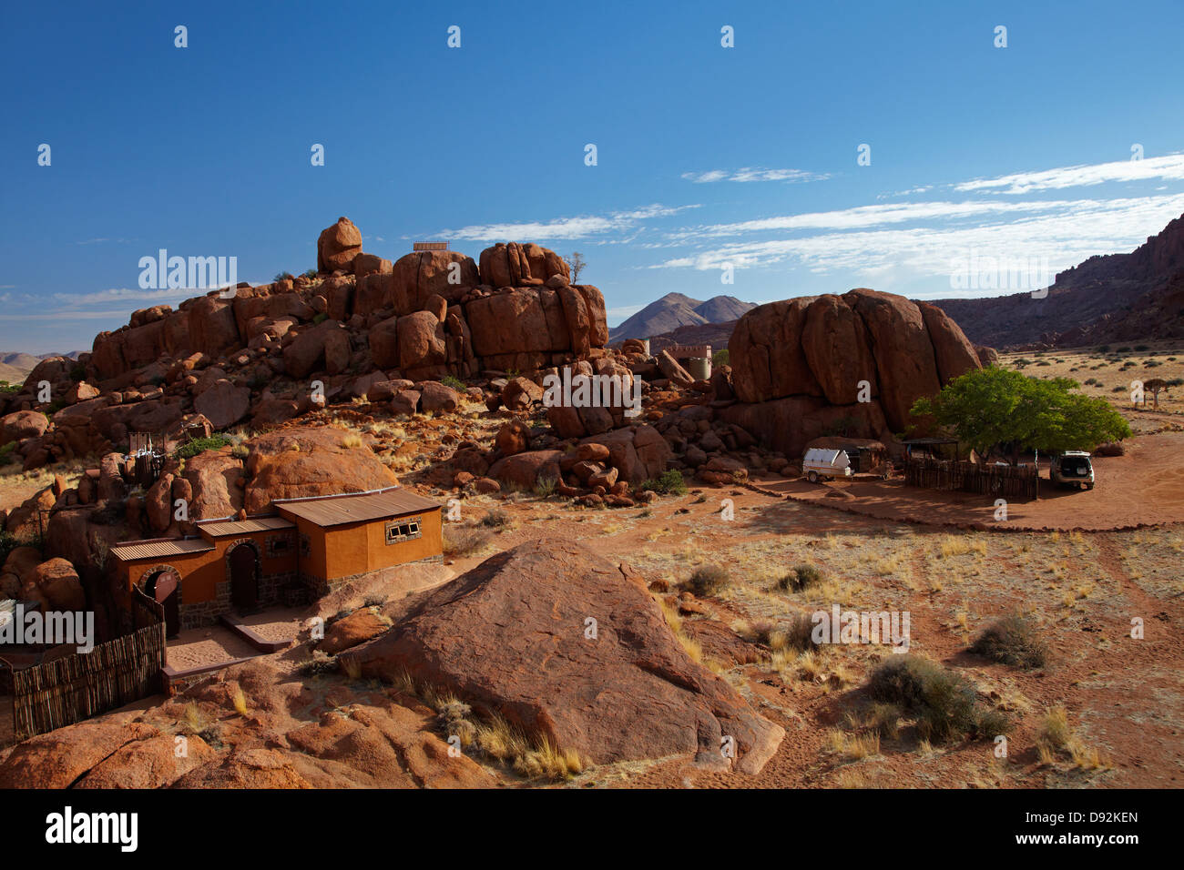 Camp site at Ranch Koiimasis, Tiras Mountains, Southern Namibia, Africa ...