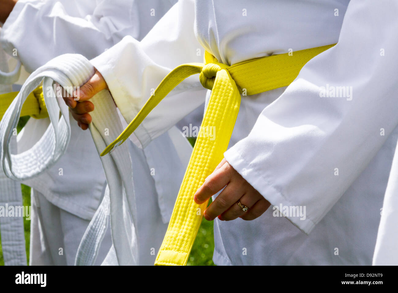 Tae Kwon Do student practicing in the park Stock Photo - Alamy