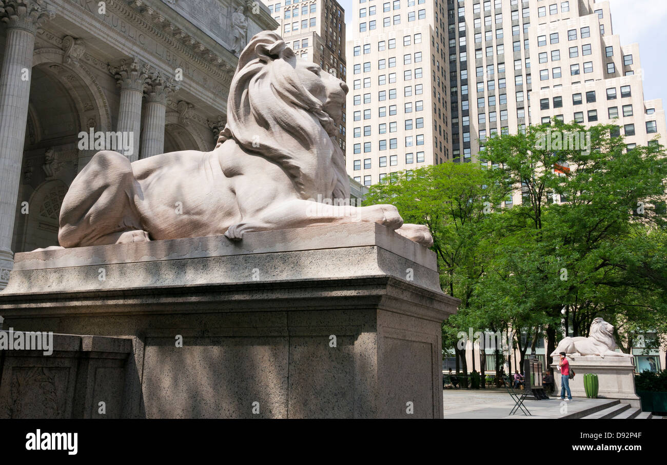 New york public library lion hi-res stock photography and images - Alamy