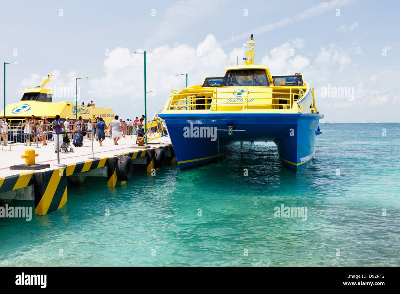 Fast Ferry Boats at the Pier, Isla Mujeres, Quintana Roo, Mexico Stock ...