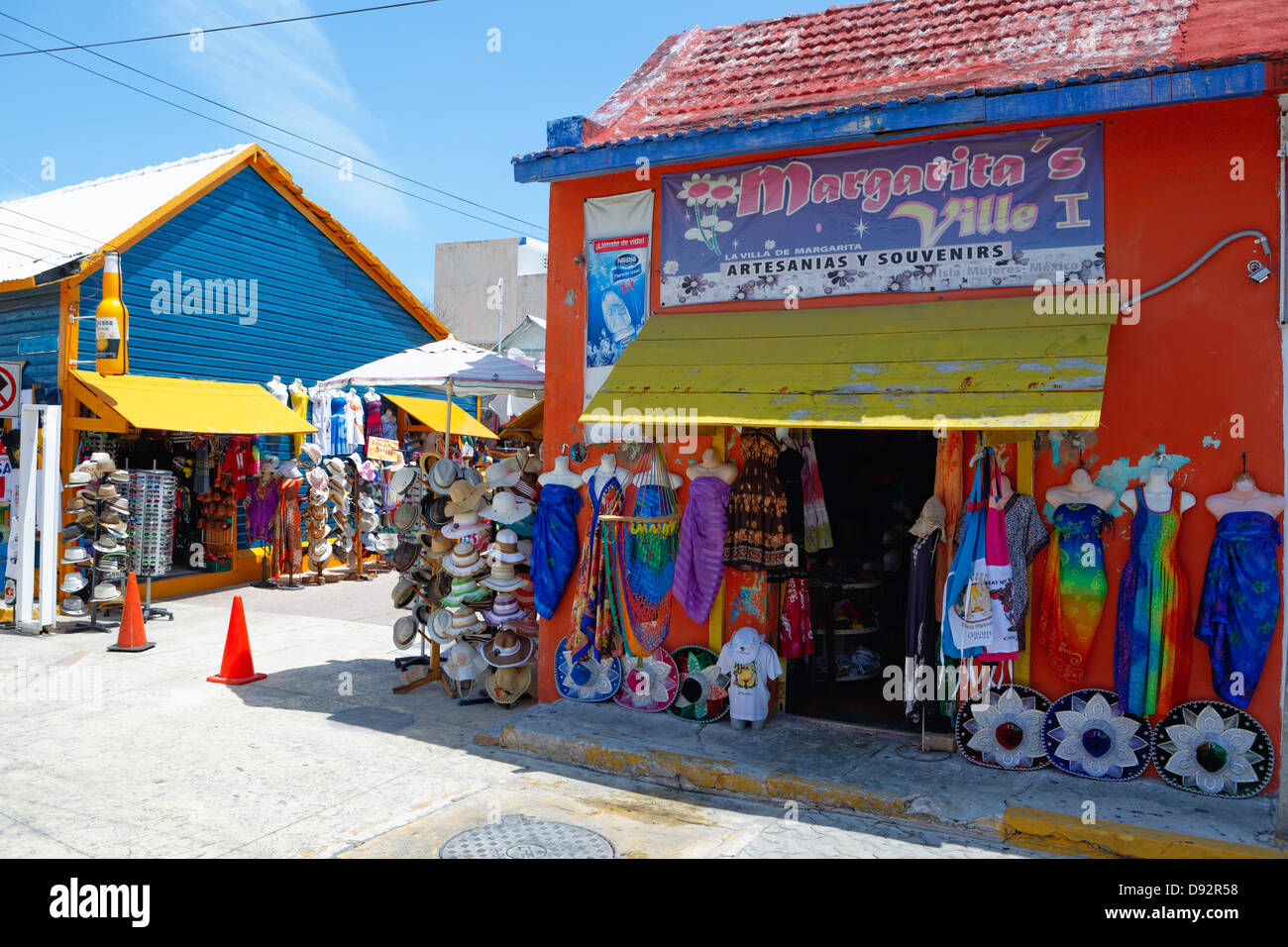 Colorful Shops in Isla Mujeres, Quinatana Roo, Mexico Stock Photo - Alamy