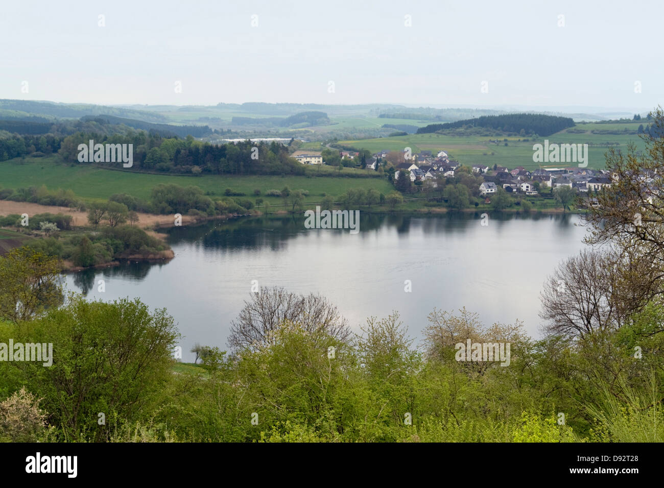 idyllic scenery showing a maar in the Vulkan Eifel, wich is a region in ...