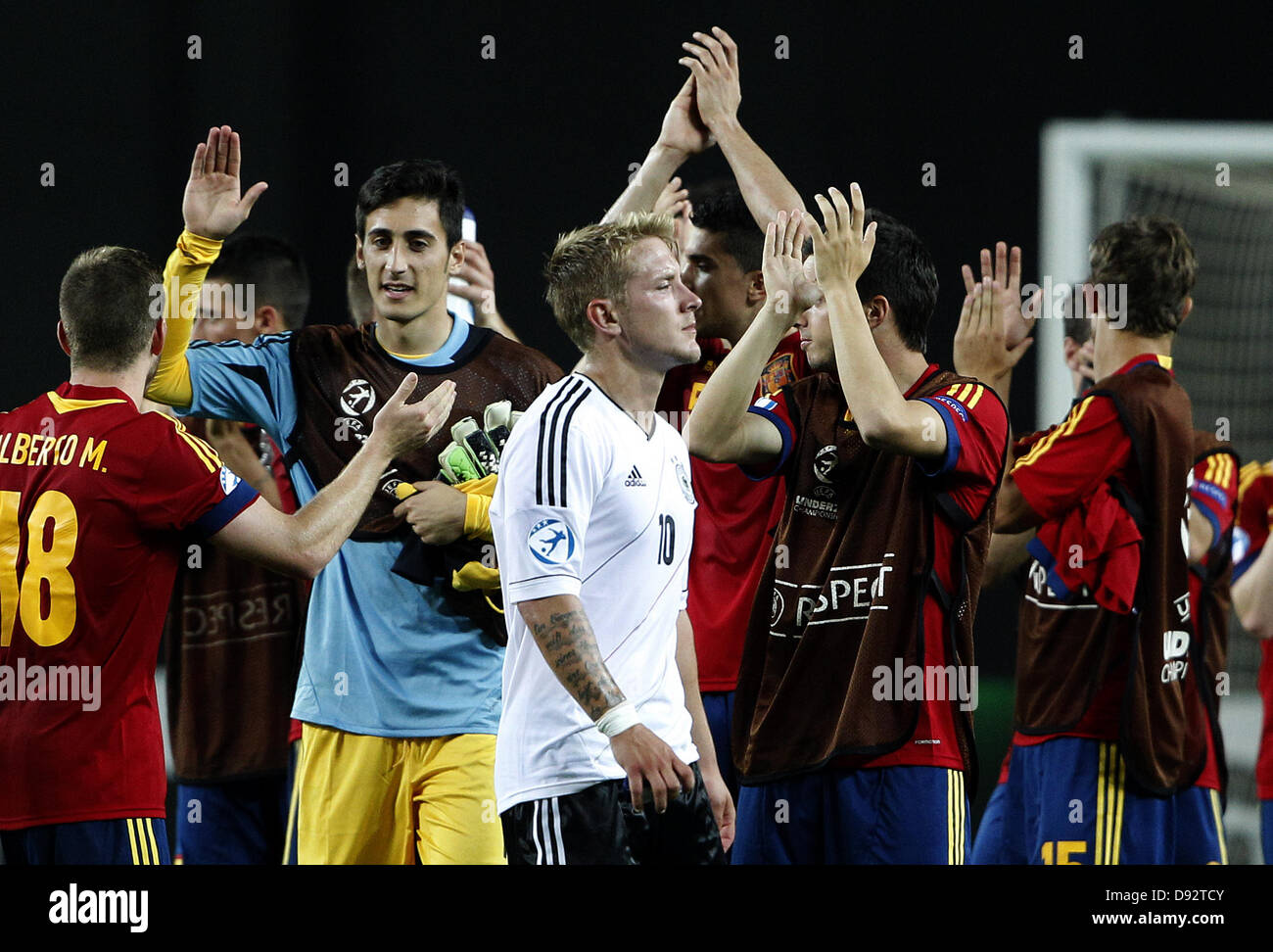 Lewis Holtby (C) of Germany reacts after the UEFA European Under-21 ...