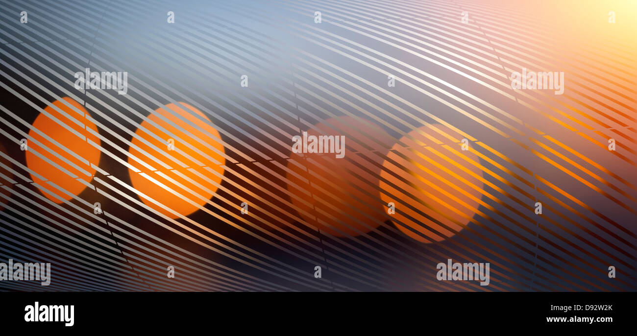 An arrangement of orange spheres and various lines Stock Photo - Alamy