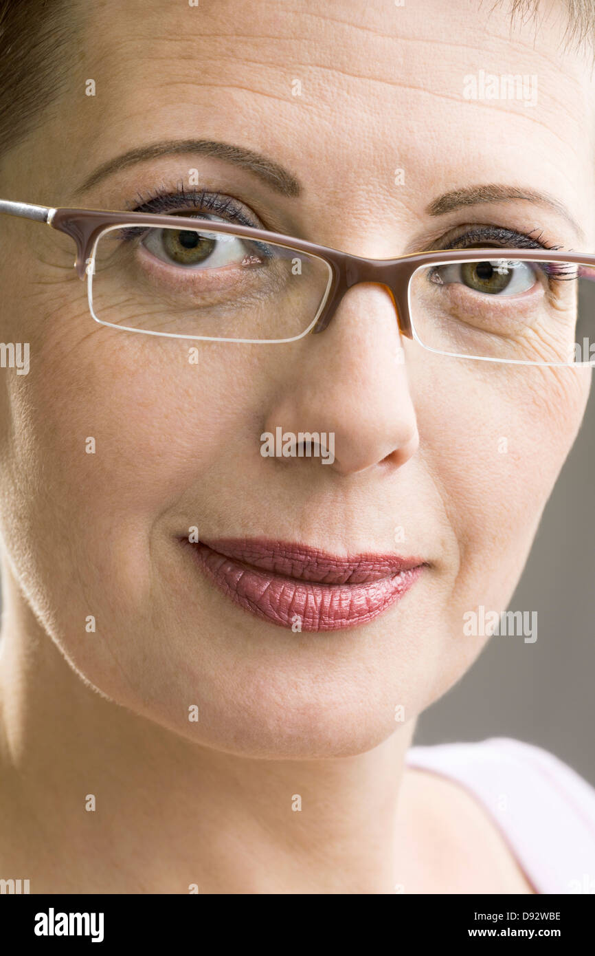 Portrait of woman with glasses Stock Photo - Alamy