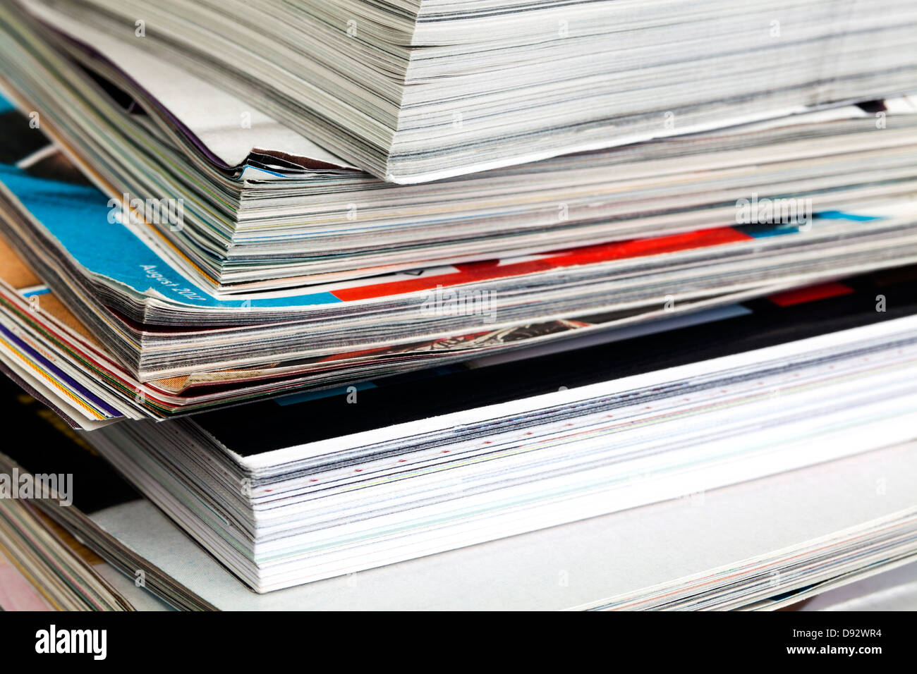 A messy stack of various magazines, close-up, full frame Stock Photo ...