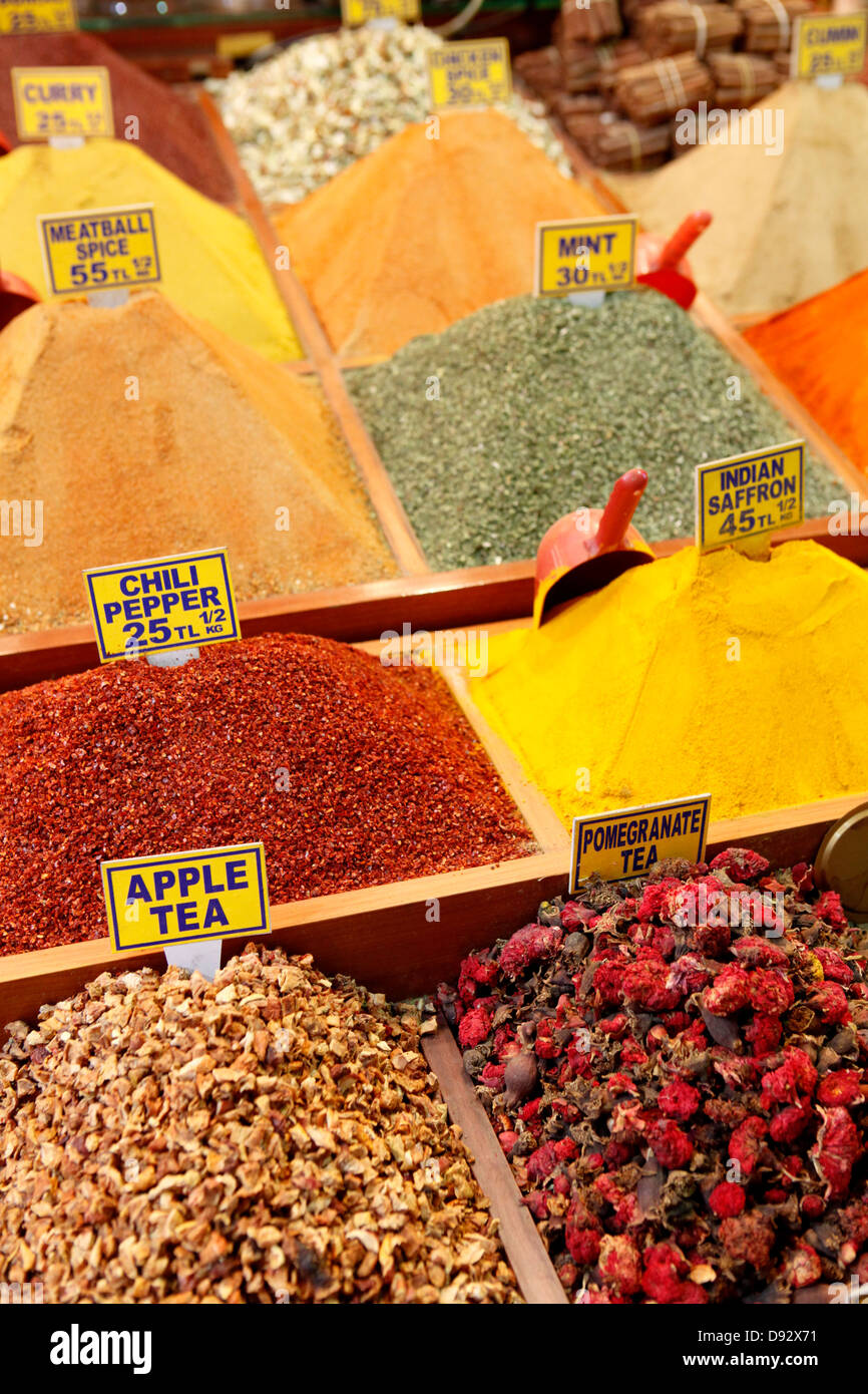 Detail of herbs and spices at a market Stock Photo - Alamy