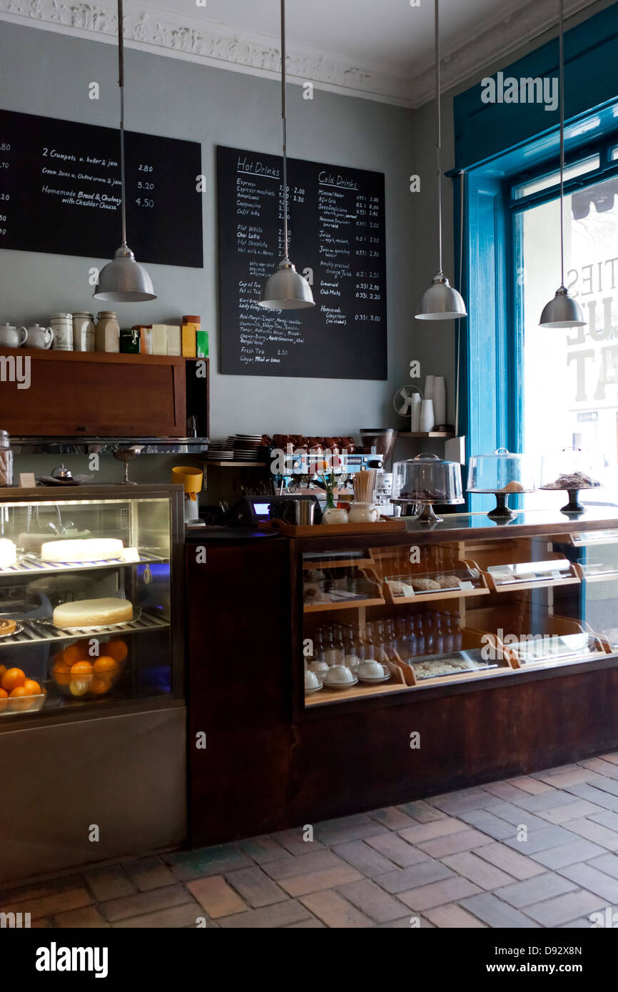 A clean and tidy coffee shop ready for customers Stock Photo - Alamy