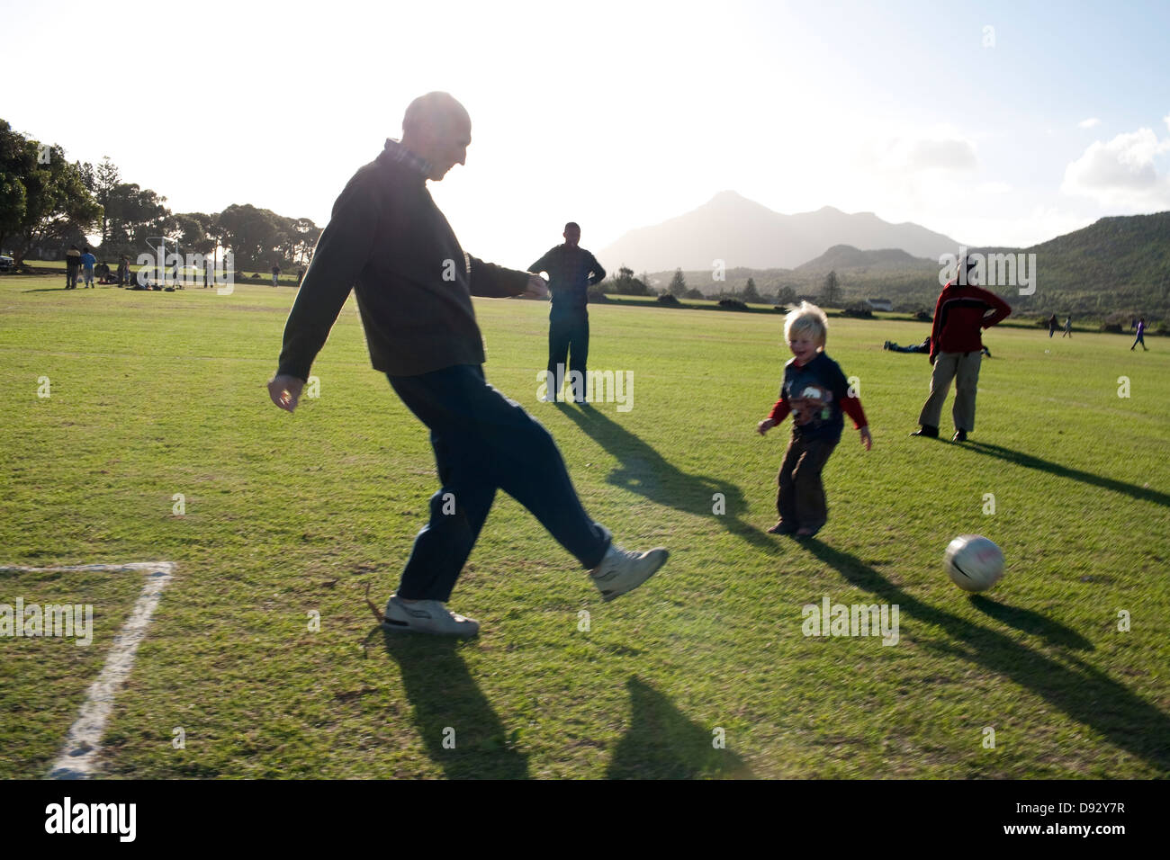 George Martin playing football grandson local football grounds in ...