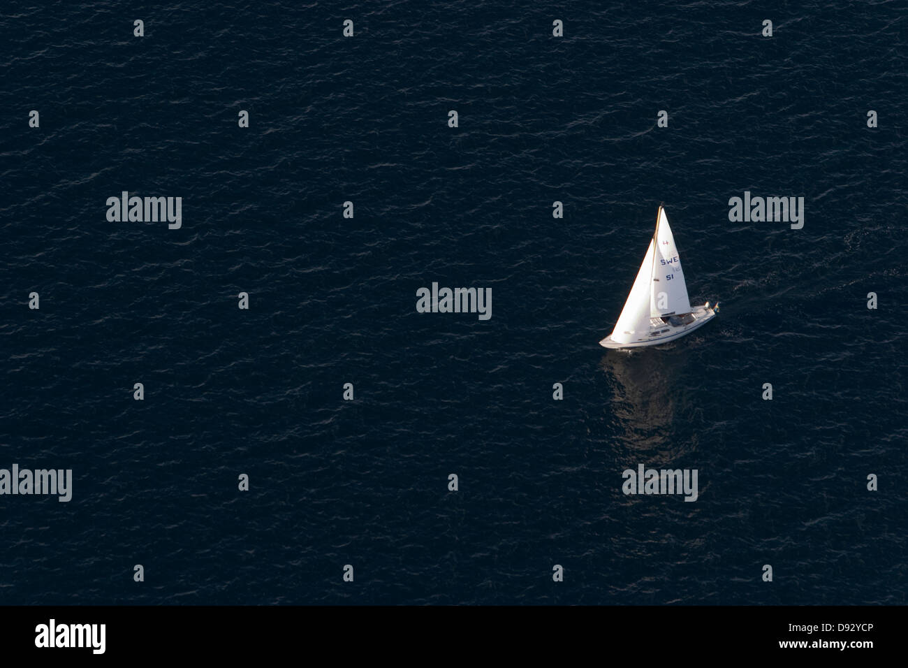 Aerial view of a sailingboat Stock Photo - Alamy