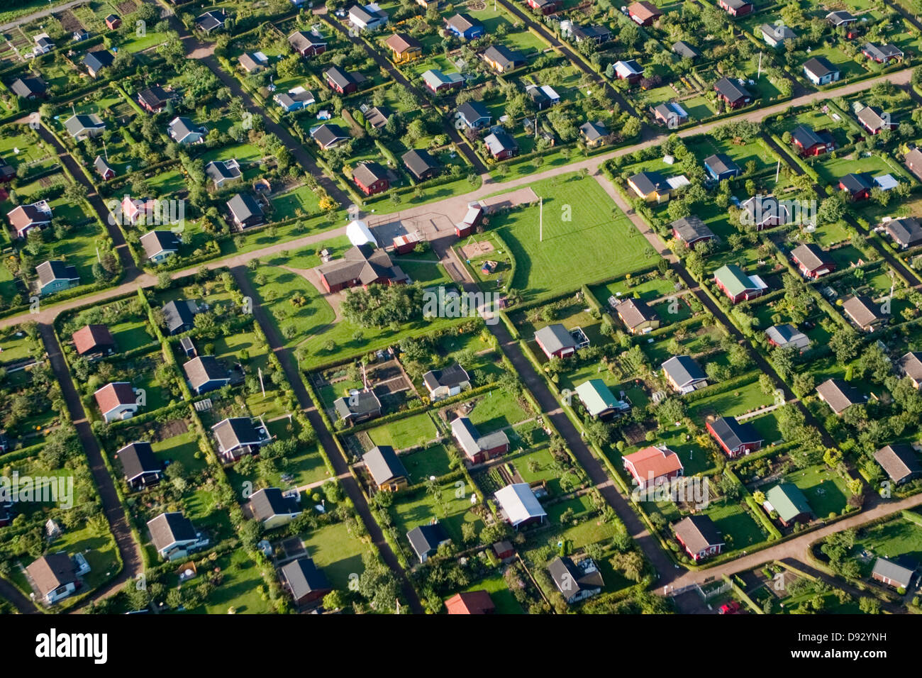 Aerial view of allotments, Sweden Stock Photo - Alamy