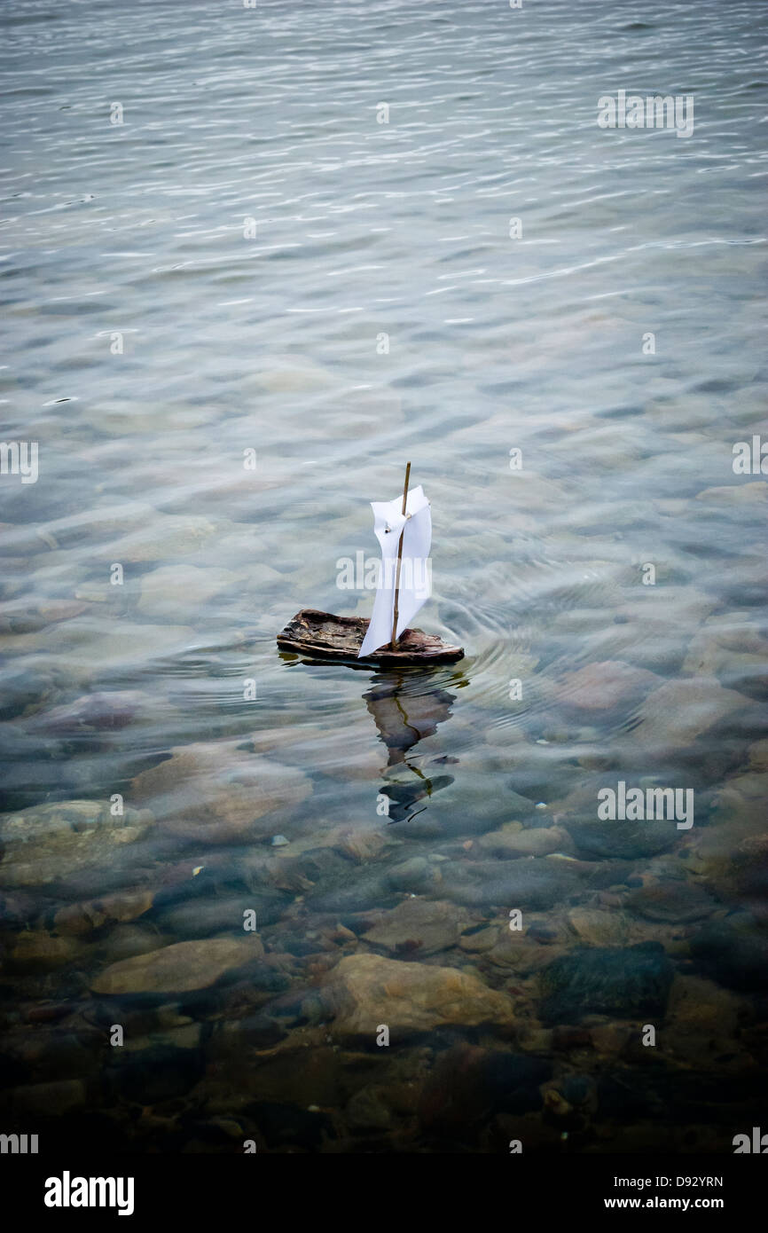 Bark boat on water Stock Photo - Alamy