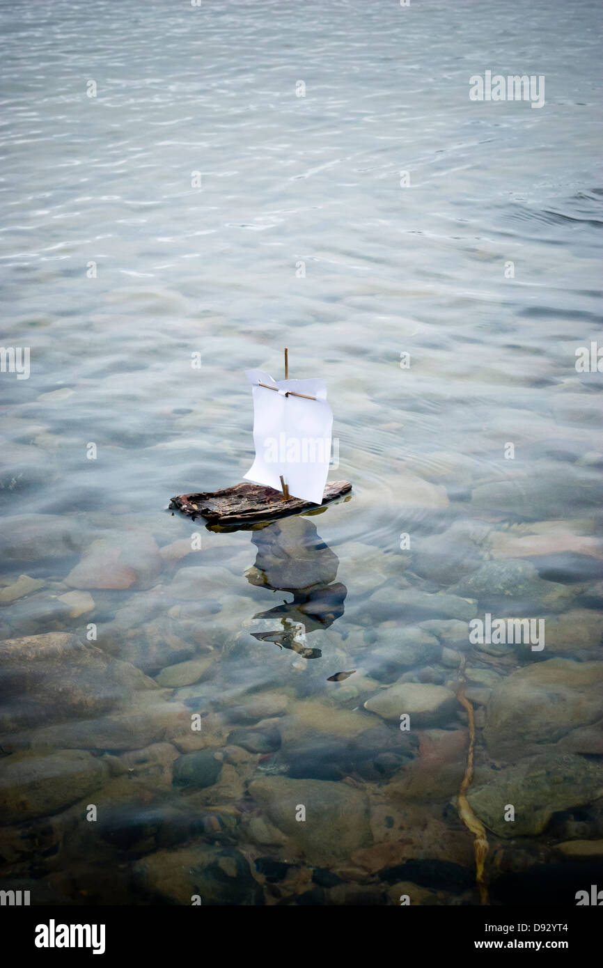 Bark boat on water Stock Photo - Alamy