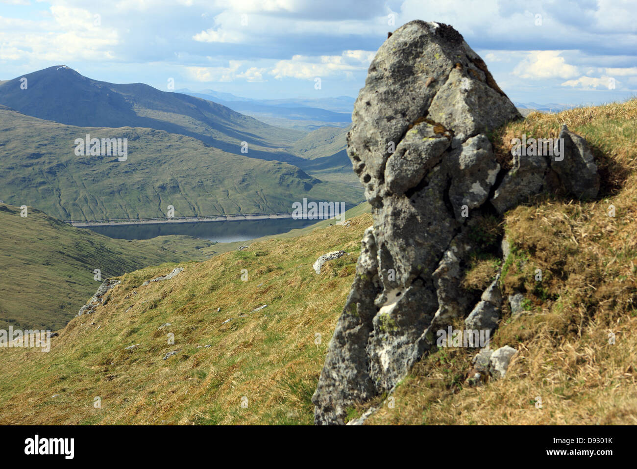 Loch Lyon from the steep slopes of Beinn Heasgarnich in Perthshire ...