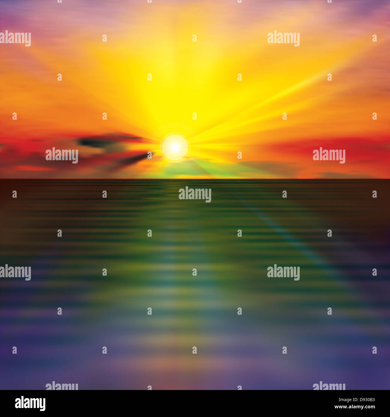 abstract red background with clouds and sea sunrise Stock Photo - Alamy