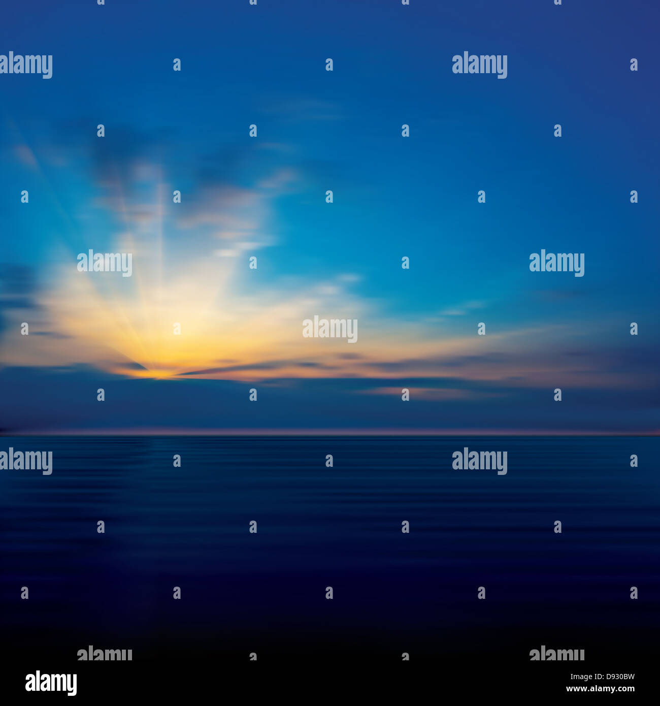 abstract blue background with clouds and sea sunrise Stock Photo - Alamy