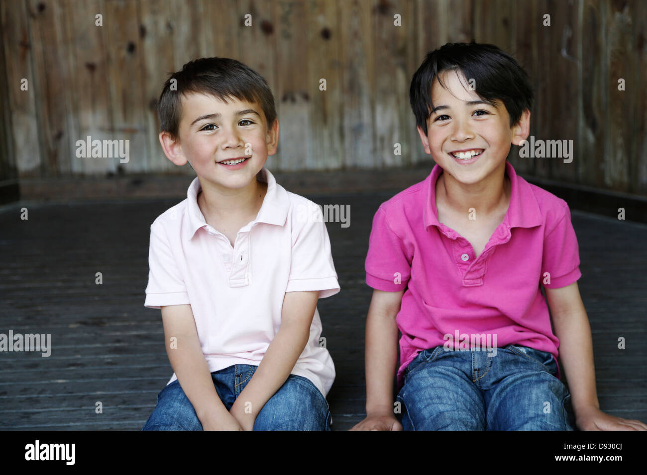 Portrait of two smiling boys Stock Photo - Alamy