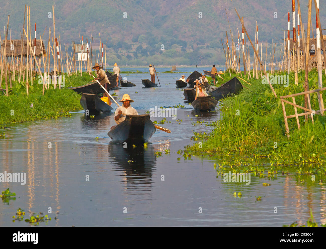 Hand made WOODEN BOATS are the main form of transportation on INLE LAKE ...