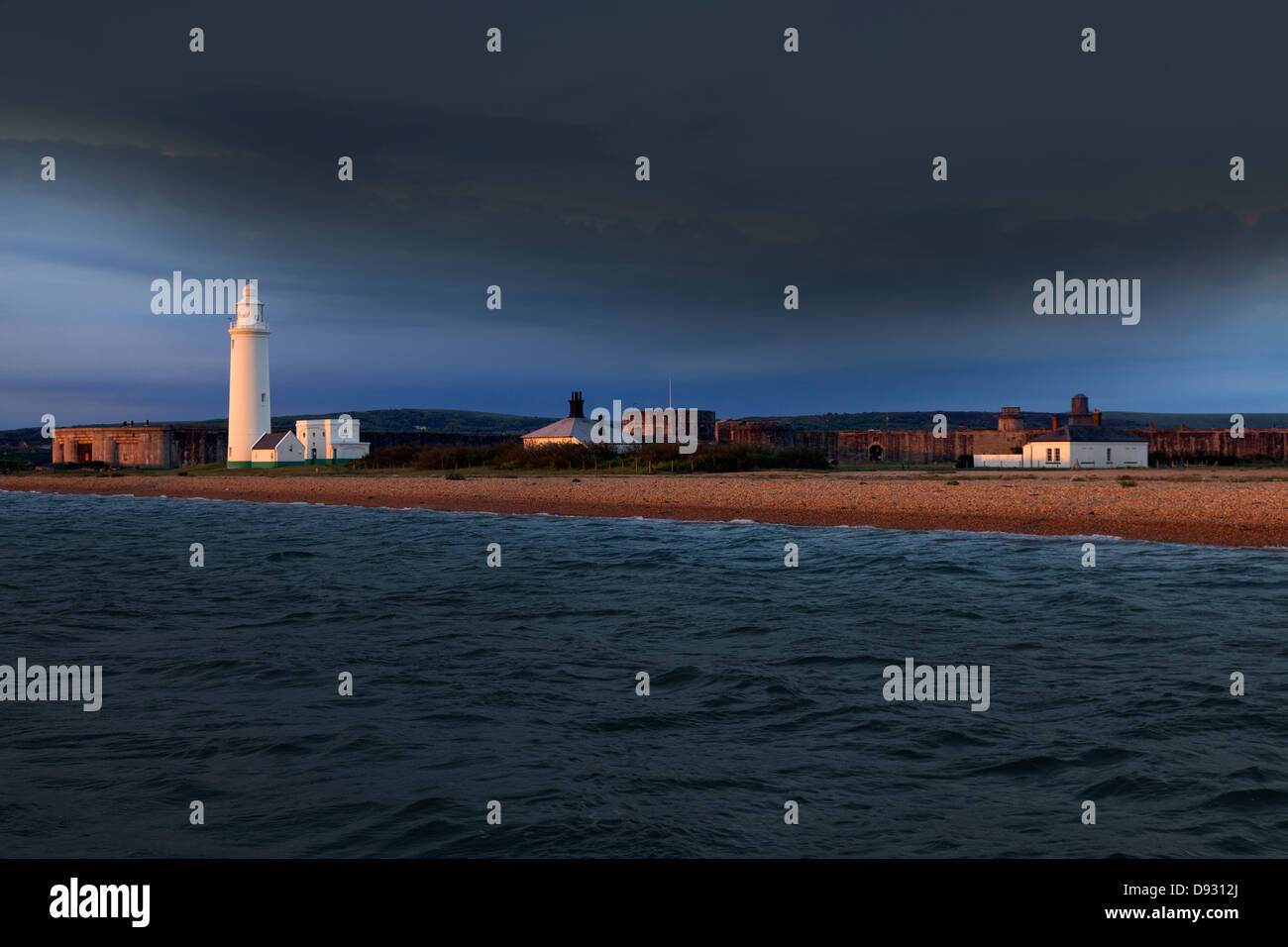 Hurst lighthouse and castle maritime fortifications at sun rise Stock ...