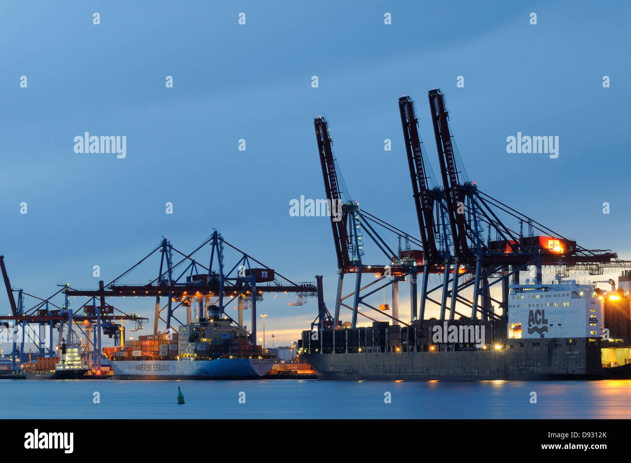 Cargo-ships by a wharf, Gothenburg, Sweden Stock Photo - Alamy
