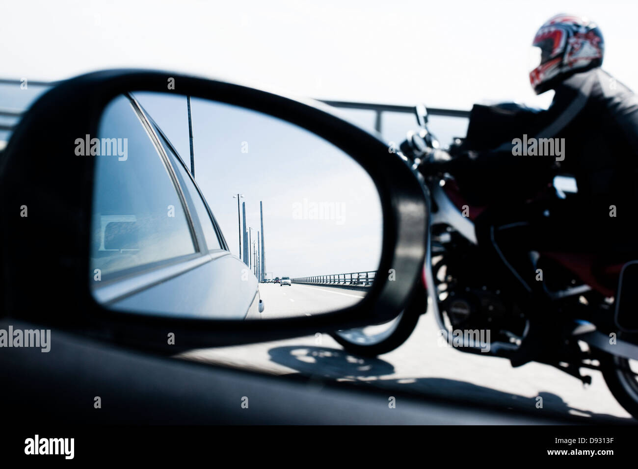 Reflection in car mirror Stock Photo - Alamy