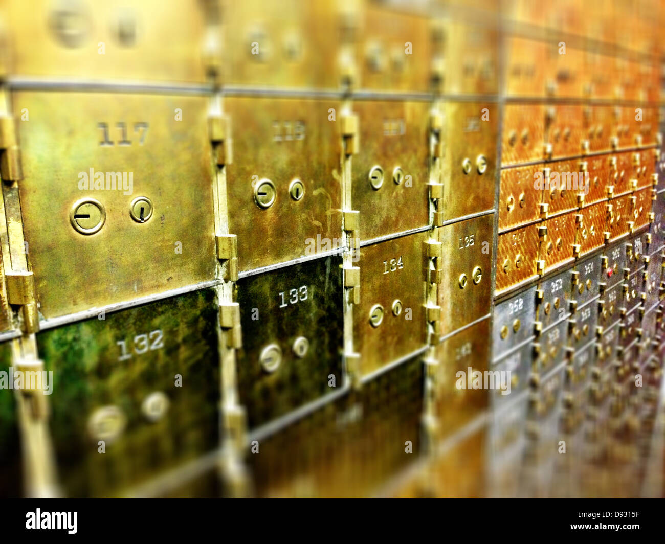 Close up of locked safety deposit boxes Stock Photo - Alamy
