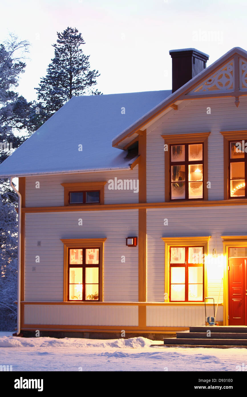 Illuminated wooden house hi-res stock photography and images - Alamy