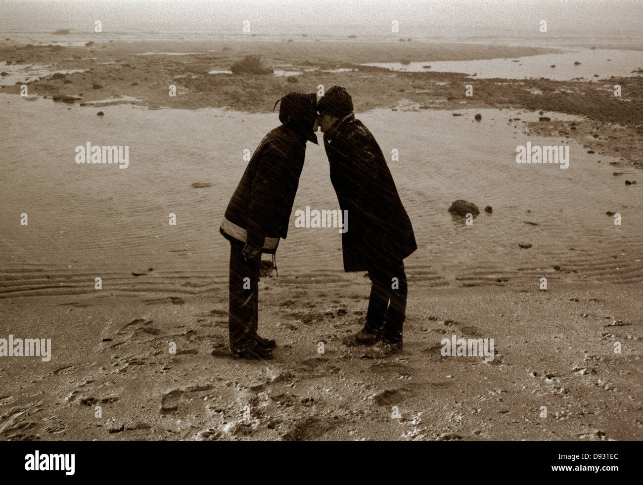 A kiss in bad weather, Norway Stock Photo - Alamy