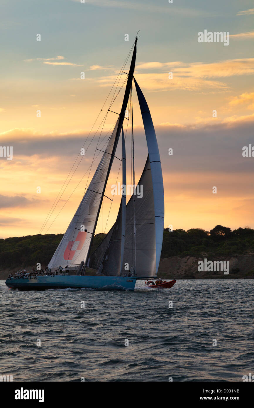 100ft super maxi yacht ICAP Leopard helmed by Mike Slade while sailing ...