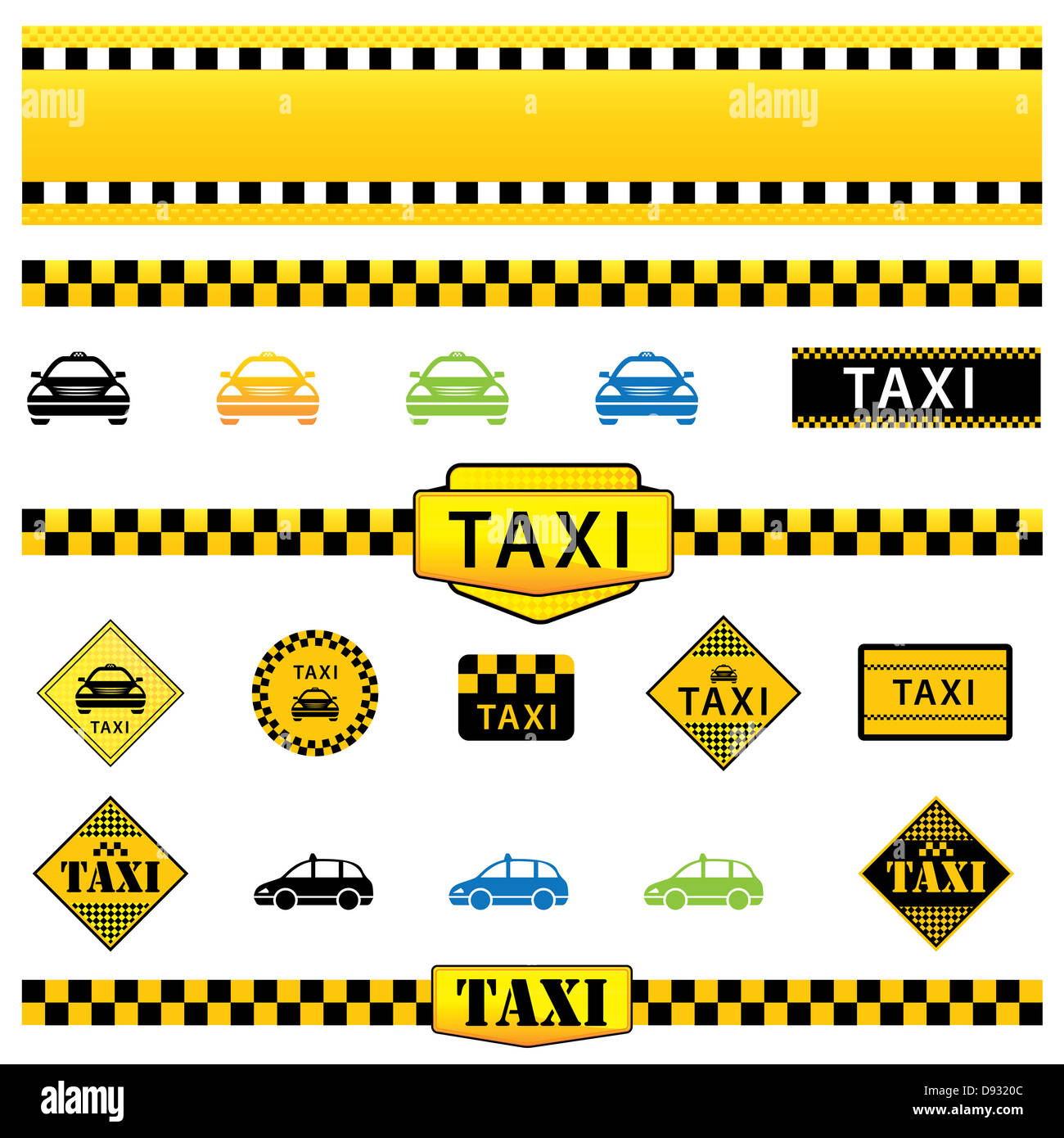 Set of Taxi Icons, Signs and Labels, Rasterized vector illustration ...