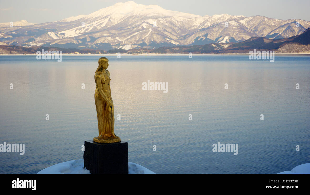 Tatsuko Standing Watch over Lake Tazawa in Winter Stock Photo - Alamy