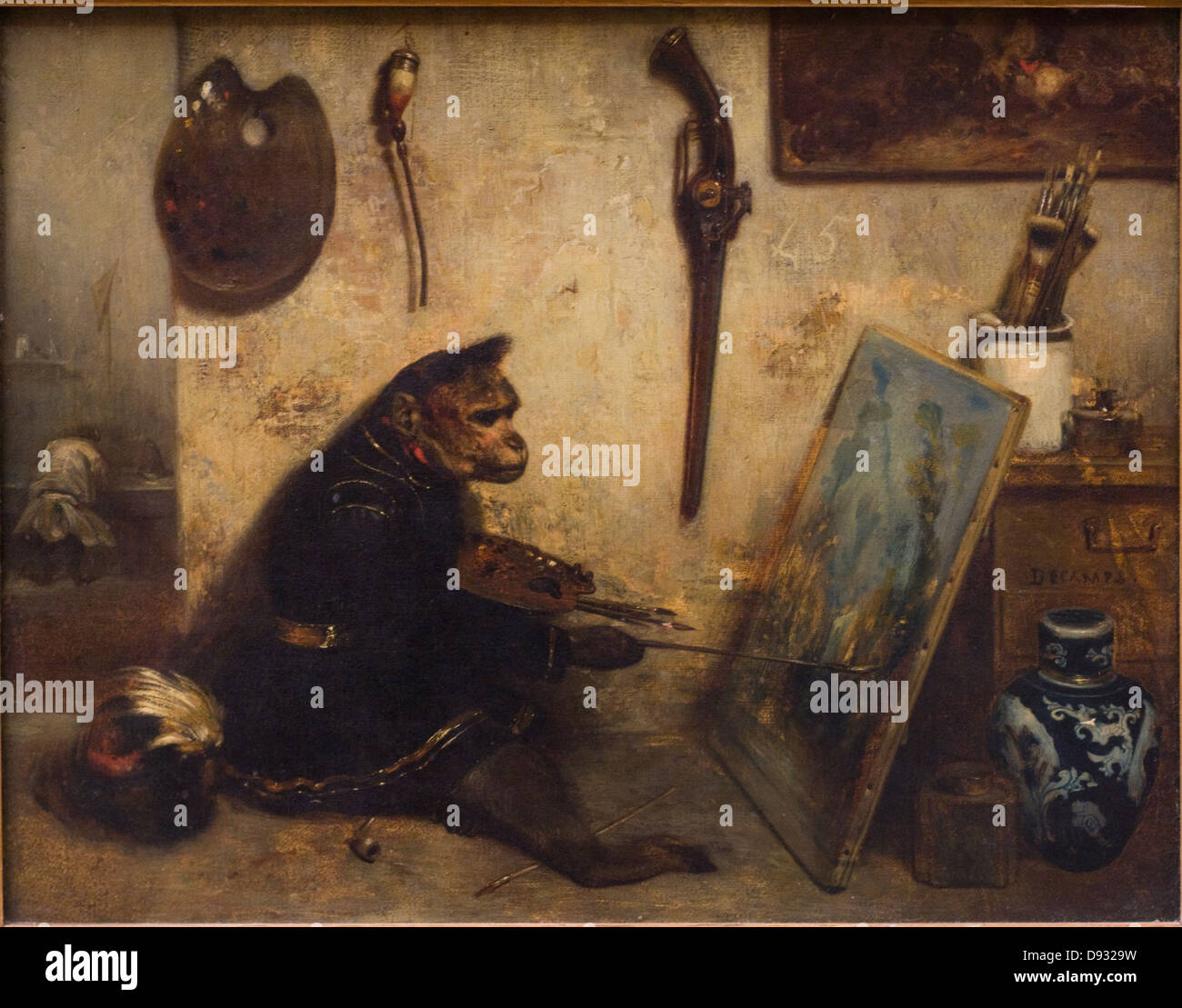 Alexandre-Gabriel Decamps Le singe peintre - The monkey painter 1833 XIX th century French ...