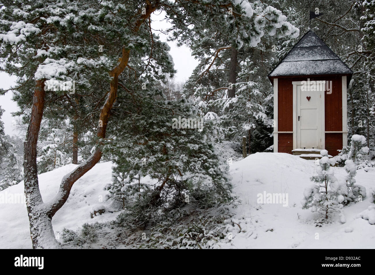 An outside lavatory in the forest in the winter, Sweden Stock Photo - Alamy